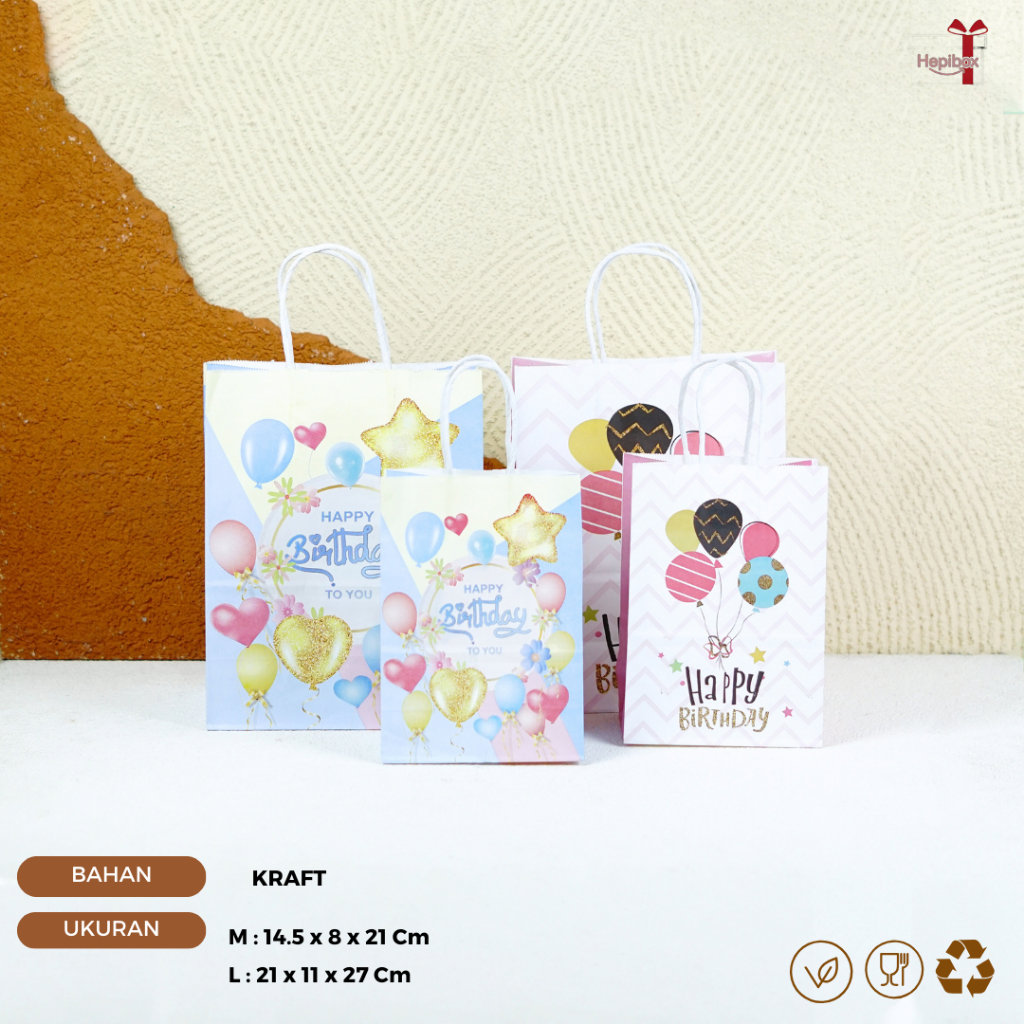 Jual Paper Bag Birthday / Paper Bag Kertas Hadiah Souvenir Ulang Tahun ...