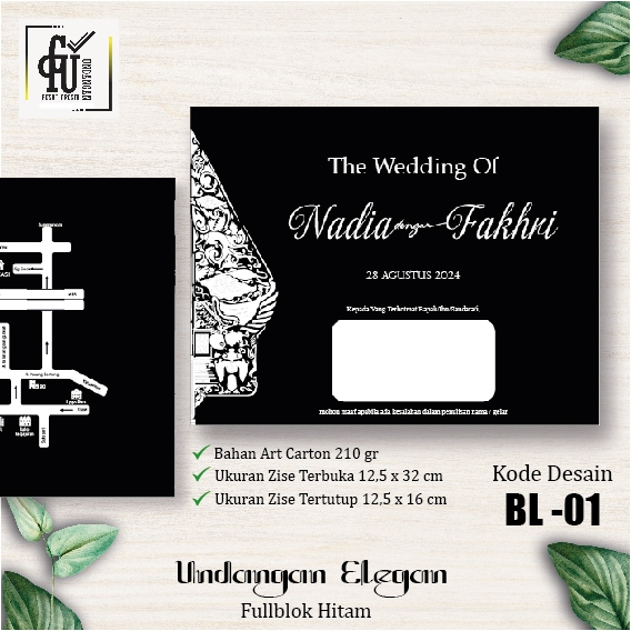 Jual Undangan Pernikahan Elegan Mewah Glossy Premium Hitam Putih ...