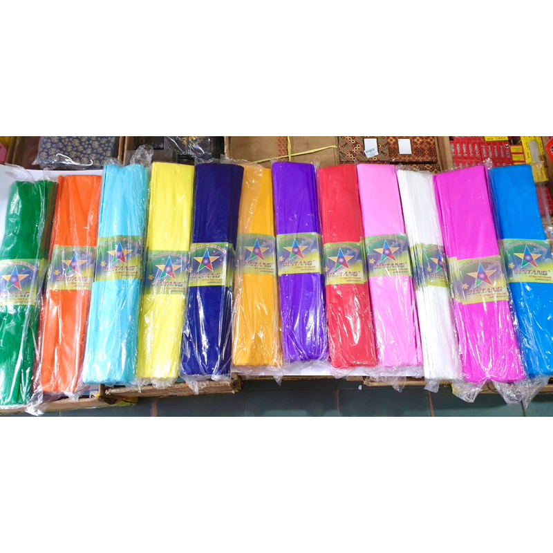 Jual ( 25 PCS ) Kertas Krep / Crepe Paper 1 Pack isi 25 pcs / Kertas ...