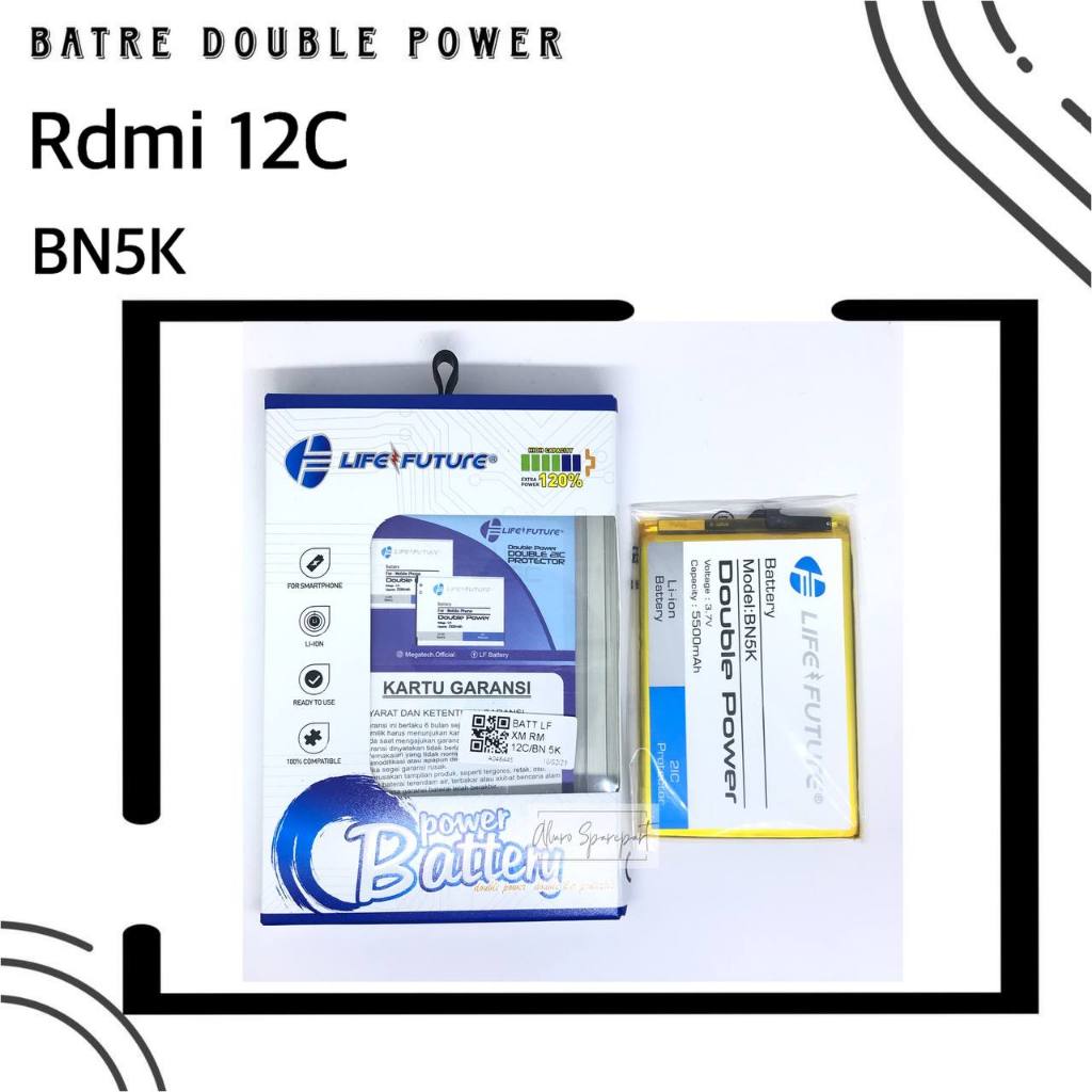 Jual BATRE LF BN5K XIAOMI REDMI 12C - BATERAI BATTERY DOUBLE POWER LIFE ...
