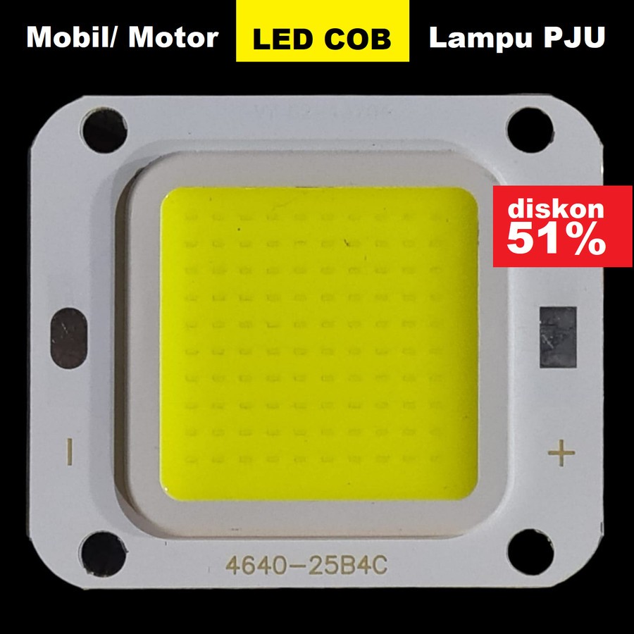 Jual Mata LED COB HPL 4640 Lampu Sorot PJU/Mobil Motor 100W Adaptor Aki ...