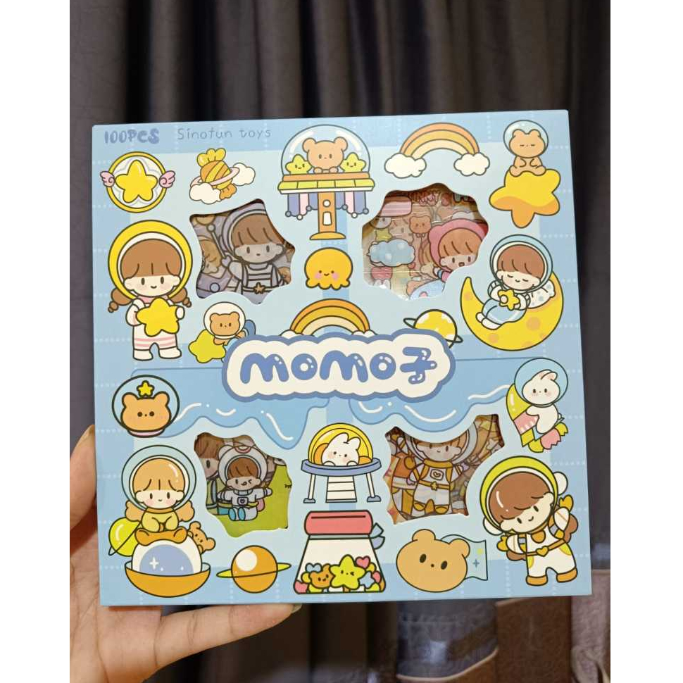 Jual Stiker viral sticker MOMO Original isi 100Pcs stiker MOMO Kartun ...