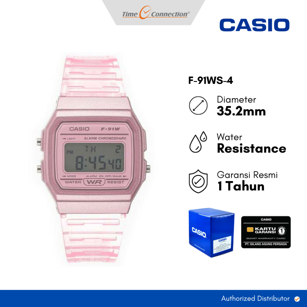 Jual Casio F-91WS-4 Pink Transparan Original / Jam Tangan Pria Wanita ...