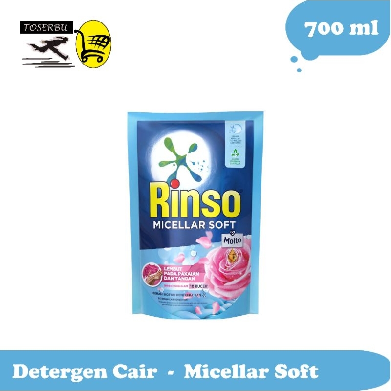 Jual RINSO MOLTO Micellar Soft Deterjen Cair Liquid Detergent 700ml ...