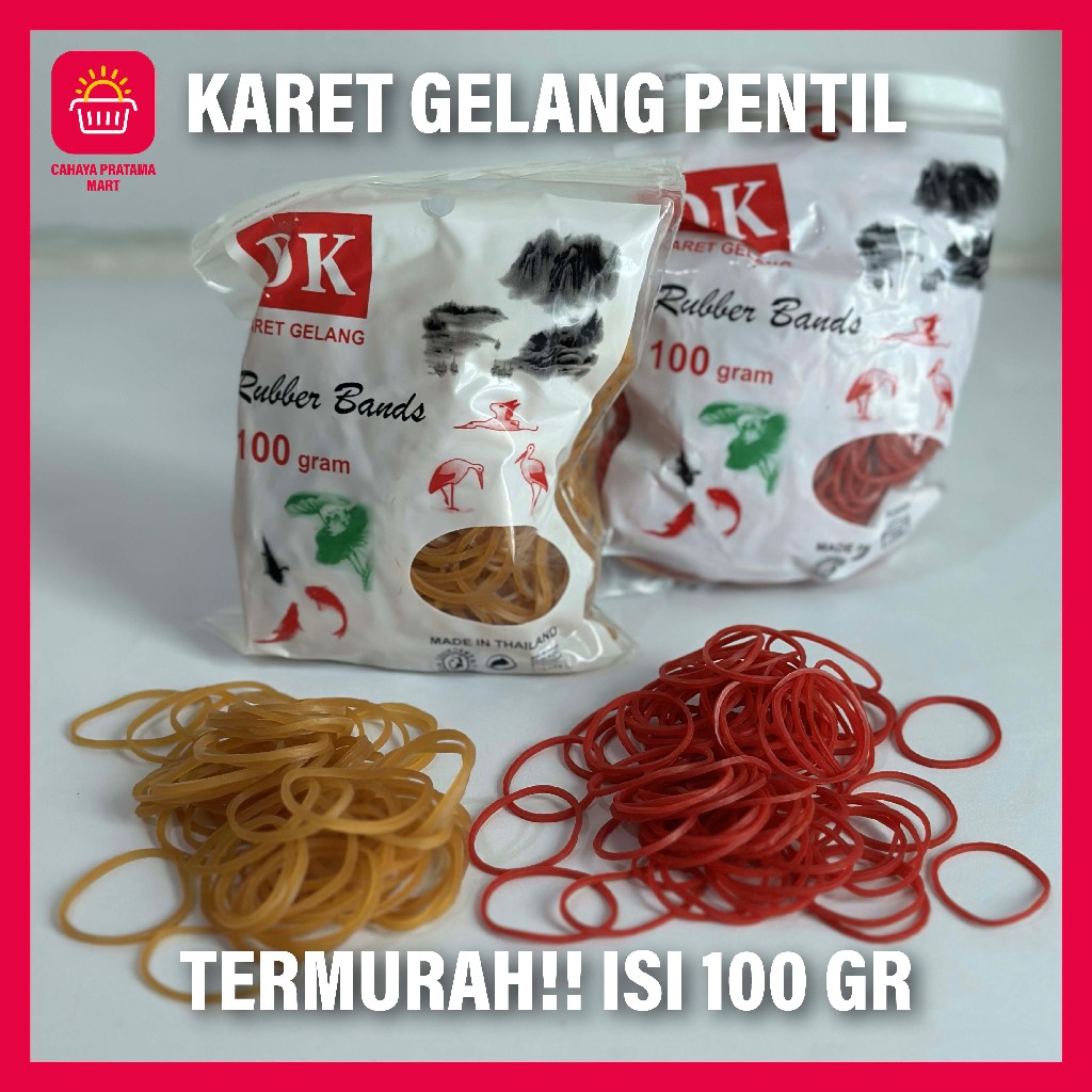Jual KARET GELANG PENTIL KUNING MERAH KARET GELANG KECIL isi 100 gram ...