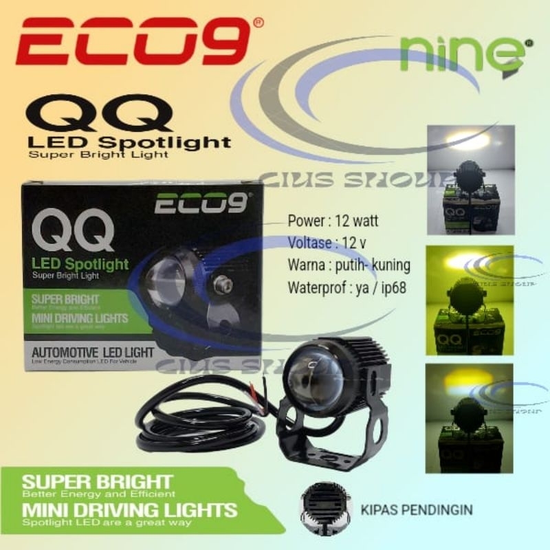 Jual ECO9 LAMPU SOROT QQ LASER D2 DAN 3 MATA 2 WARNA PUTIH KUNING DEVIL ...