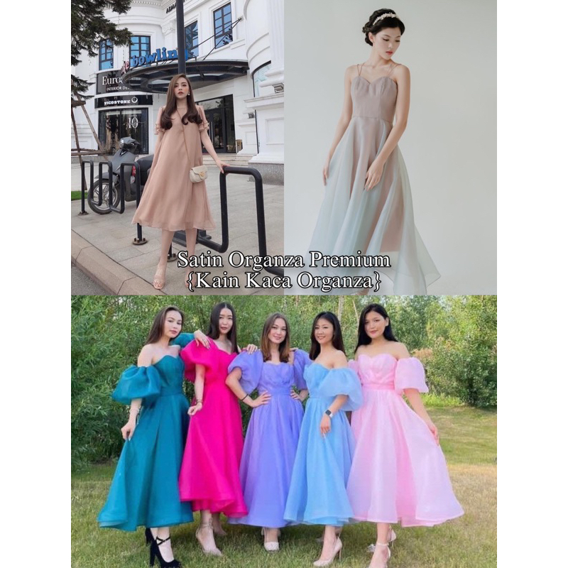 Jual {Best Seller} Kain Kaca ORGANZA Polos Premium Per 0.5m Kain Satin ...