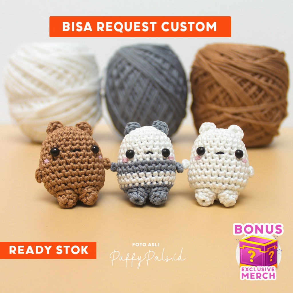 Jual Boneka Rajut Amigurumi Crochet Gantungan Kunci We Bare Bears Pan ...