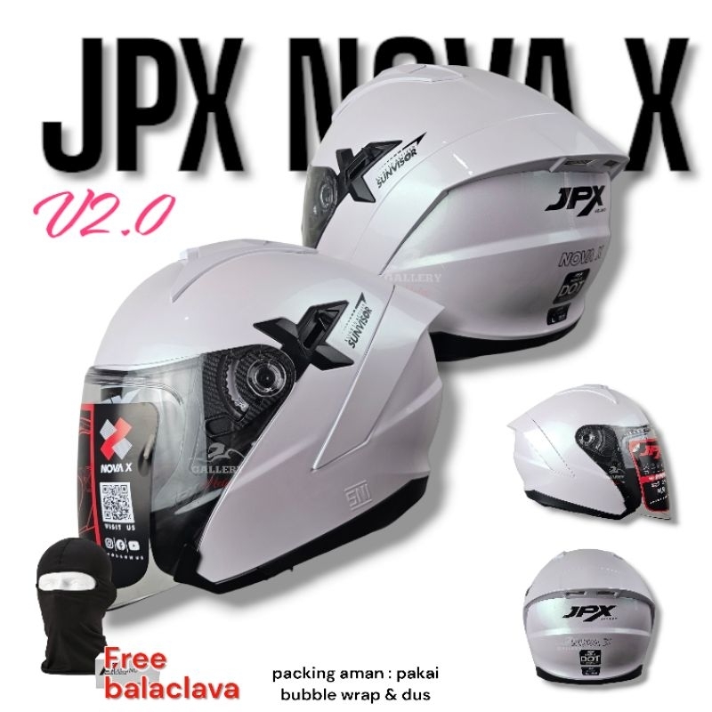 Jual HELM JPX NOVA X V2.0 PEARL WHITE | HELM HALF FACE | Shopee Indonesia
