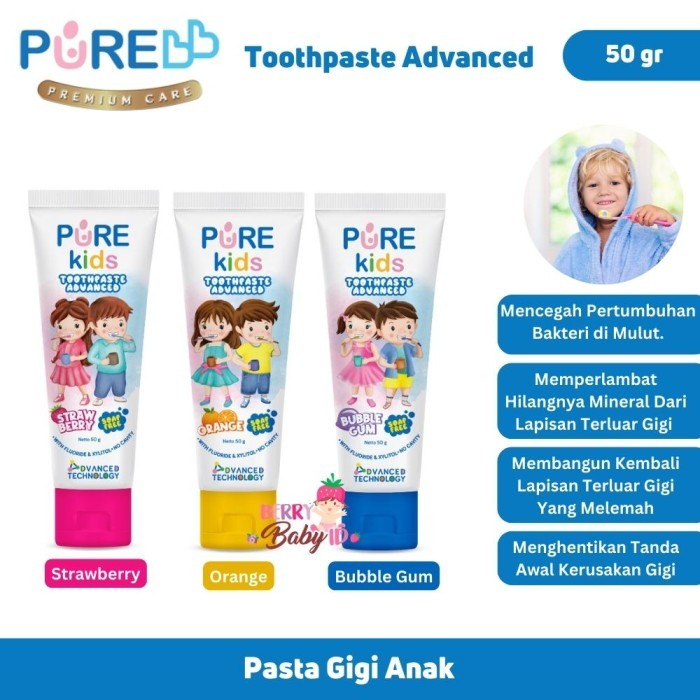 Jual Berry Baby - Pure Kids Toothpaste Advanced Fluoride & Xylitol ...