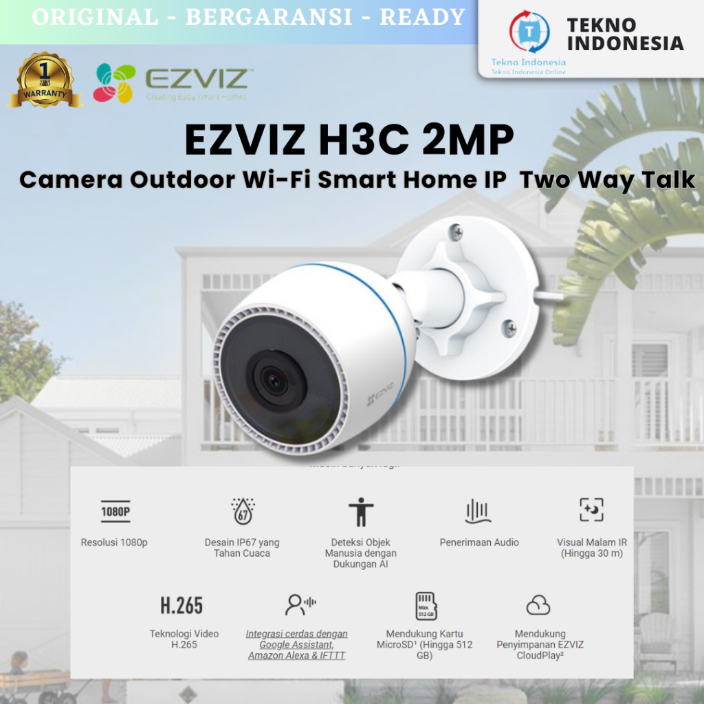 Jual EZVIZ H3C 2MP 1080P WiFi Smart Home IP Camera Outdoor | Shopee ...