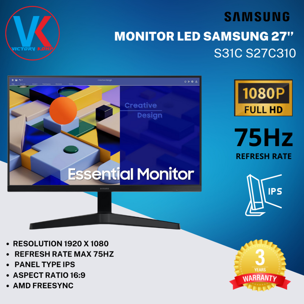 Jual Monitor Samsung S27C310 27 inch IPS 75Hz Bezelless FullHD HDMI ...