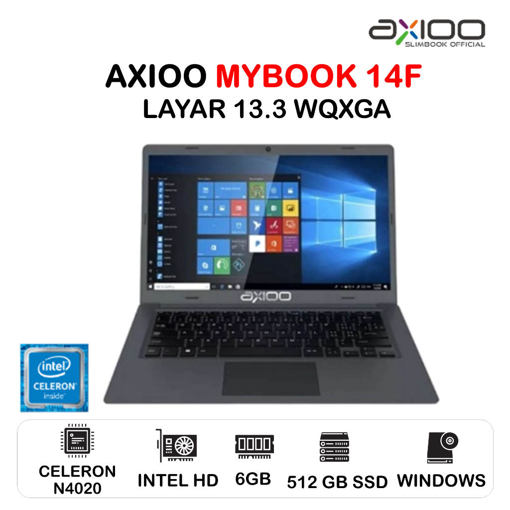 Jual AXIOO SLIMBOOK MYBOOK 14F N4020 6GB 512SSD WINDOWS 13.3WQXGA ...