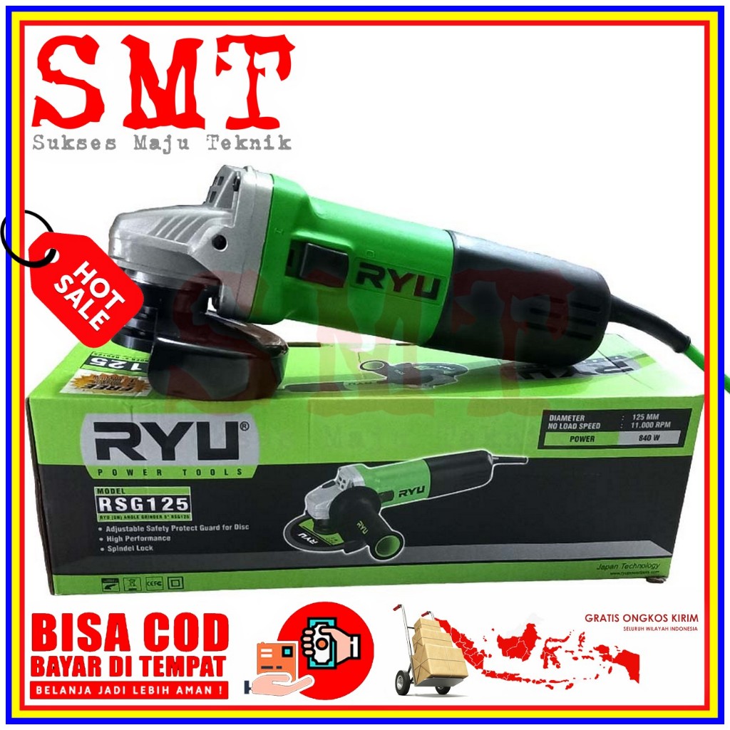 Jual Ryu Mesin Gerinda Listrik RSG-125 Angle Grinder 5inch | Shopee ...
