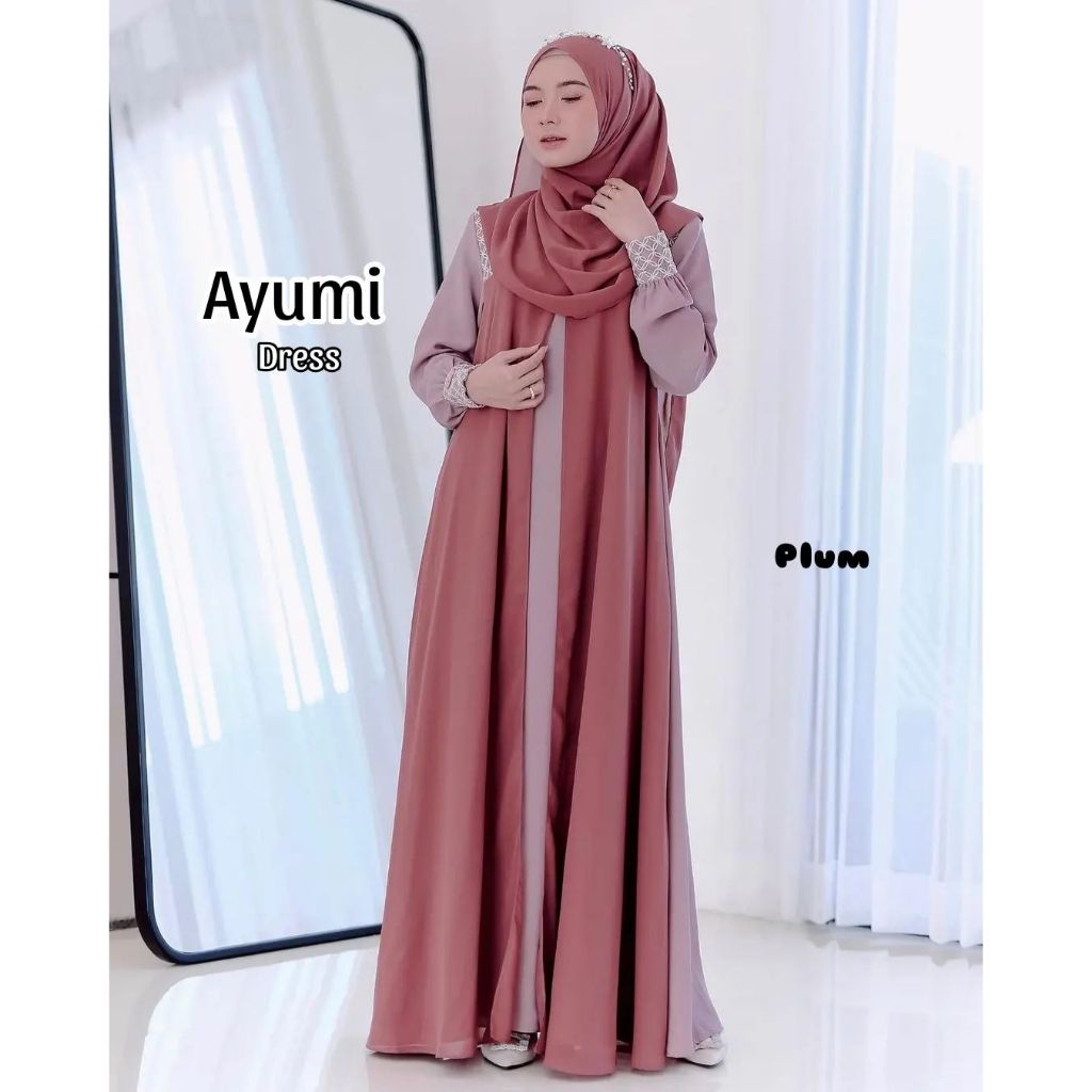 Jual Ayumi Dress Bahan Ceruty Babydoll Full Furing Aplikasi Renda ...