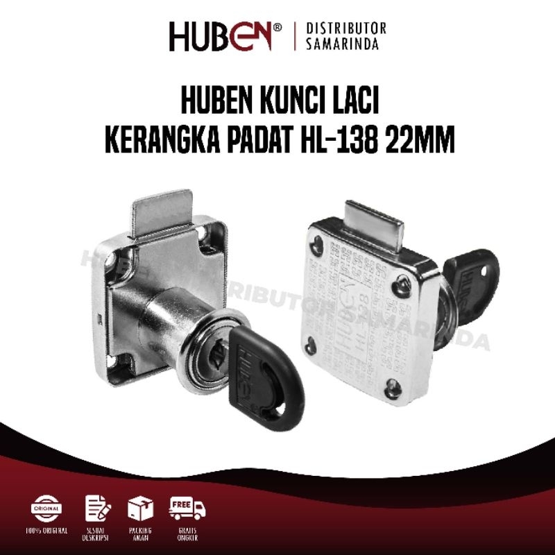 Jual HUBEN Kunci Laci Padat HL-138 22MM 32MM / Kunci Lemari / Kunci Kabinet / Kunci Laci Rangka ...