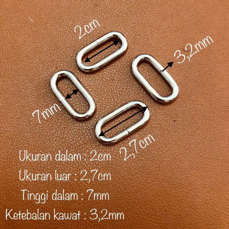 Jual ring oval besi 2cm / ring kapsul besi 20mm / ring oval tas 2cm / C ...