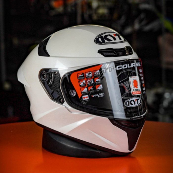 Jual Helm KYT TT Course Solid White Pearl | Shopee Indonesia