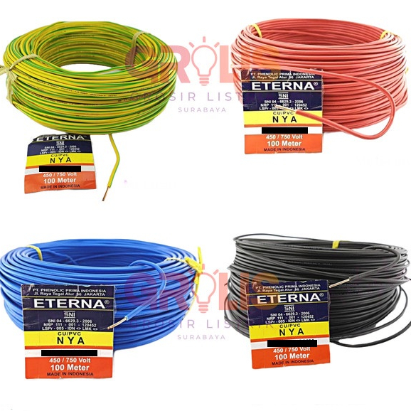 Jual Kabel Eterna NYA 1x2,5 Roll 100 Meter Kabel Listrik 1 Tembaga Kawat Tunggal Engkel 2.5 mm ...