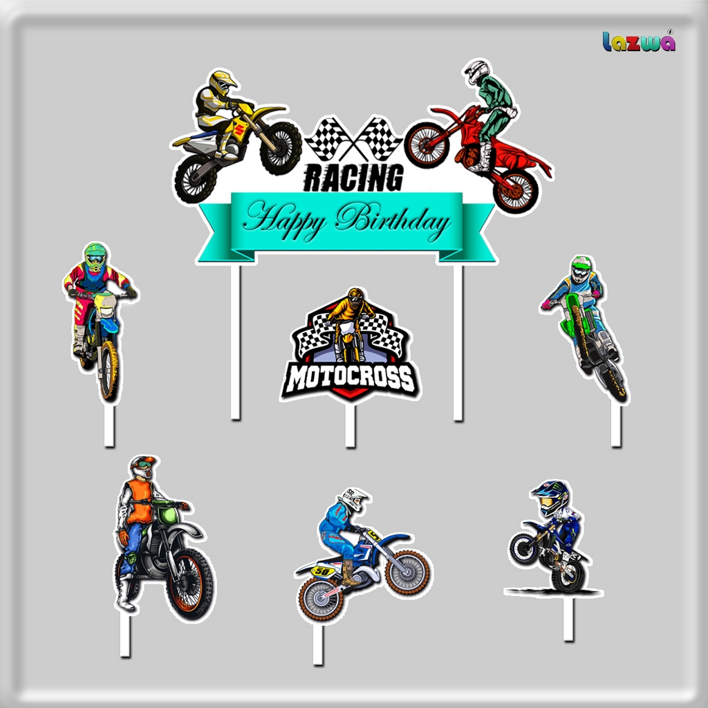 Jual Topper cake motocross motor happy birthday | Shopee Indonesia