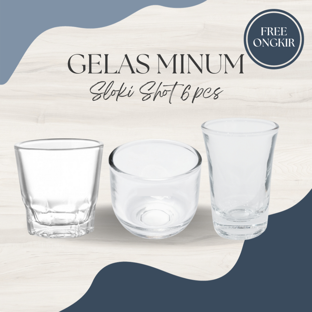 Jual GODJILLA isi 6 pcs Gelas Sloki Kaca Mini Kedaung Ukuran Kecil 30 ...