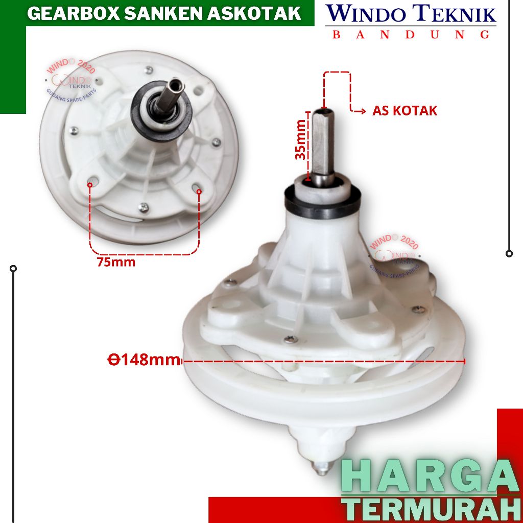 Jual GEAR BOX MESIN CUCI 2 TABUNG SANKEN AS KOTAK UMUM | GERBOK ...