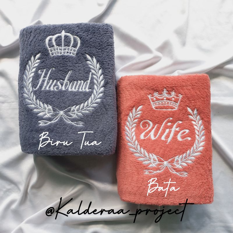 Jual Handuk Bordir Couple Microfiber / Handuk Bordir Husband and Wife ...