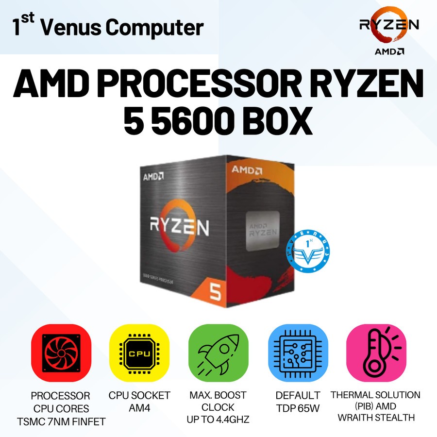 Jual AMD RYZEN 5 5600 BOX 6-Core 12-THREAD / PRO18-AMD | Shopee Indonesia