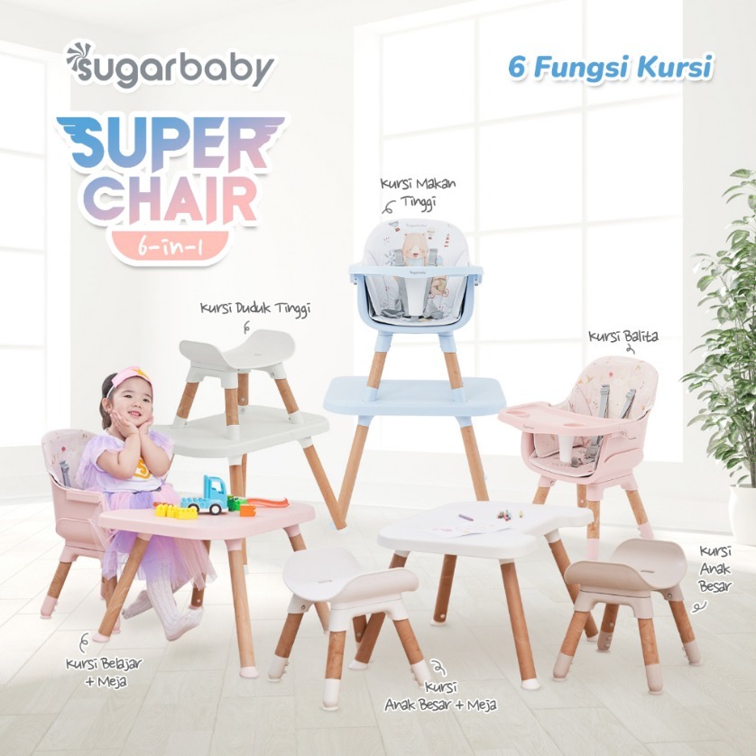 Jual Sugar Baby Super Chair 6in1 Kursi Meja Bayi / Kursi Makan / Bangku ...