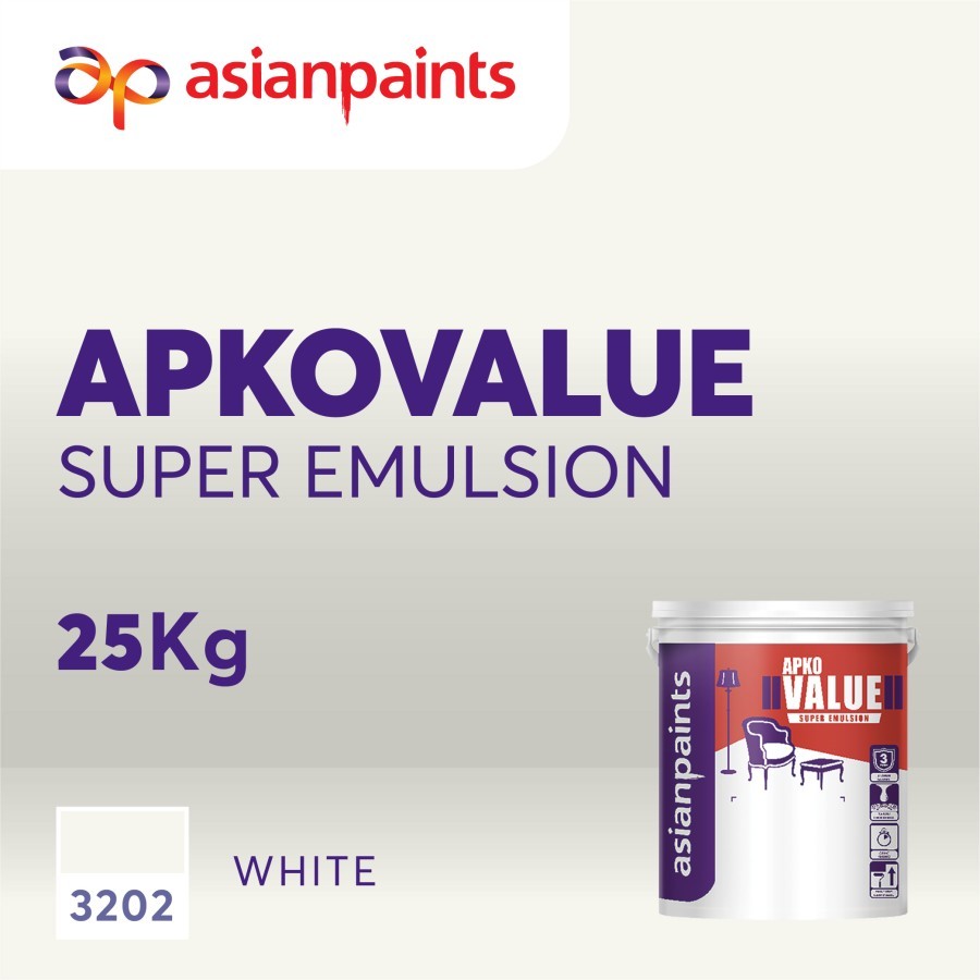 Jual Cat Tembok & Plafon ASIAN PAINT APKO Value Warna Putih / 3202 ...