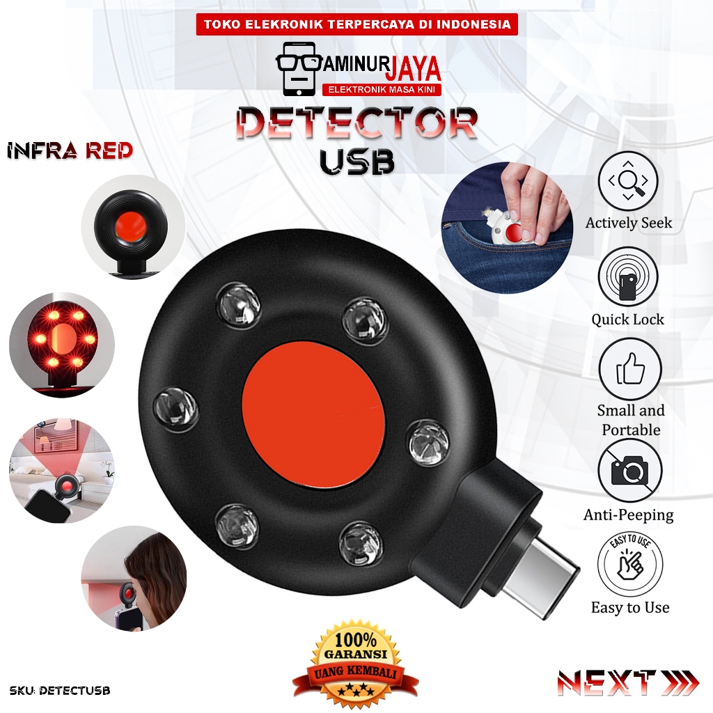 Jual USB Type C Detector Spy Camera Light Infrared Alarm Alat Anti ...