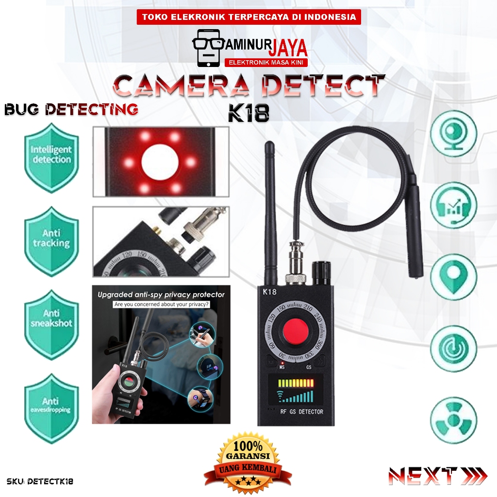Jual RF Signal Detector K18 GSM Audio Bug Finder Perangkat Pintar Anti ...
