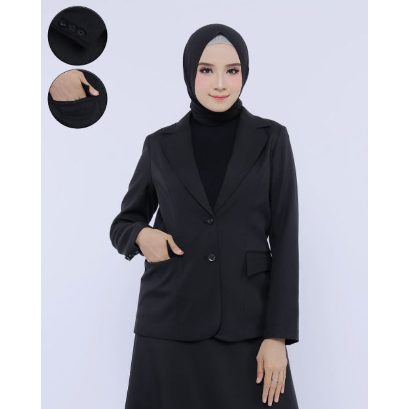Jual blezer formal wanita hitam rok A/ seragam kantor jaz hitam rok A ...