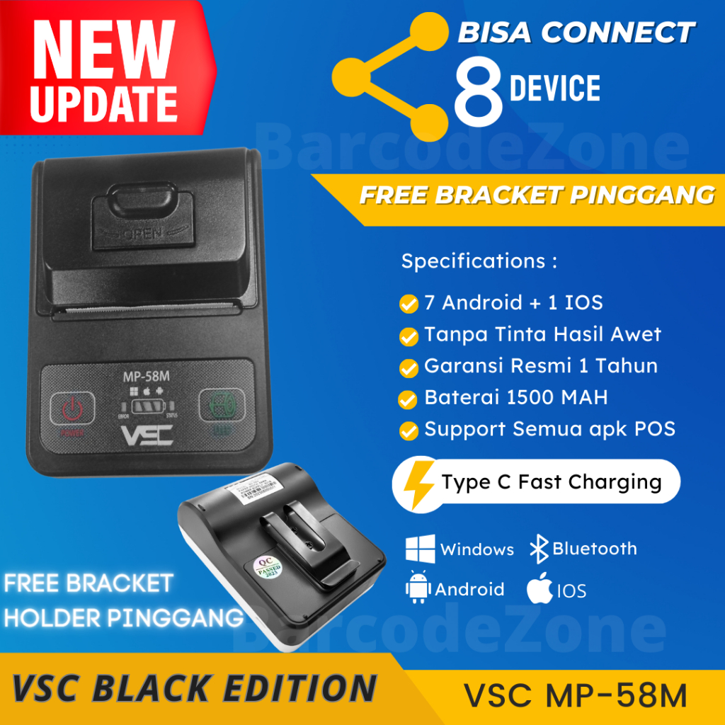 Jual MOKA POS PRINTER BLUETOOTH / PPOB POS THERMAL 58MM VSC MP-58M ...