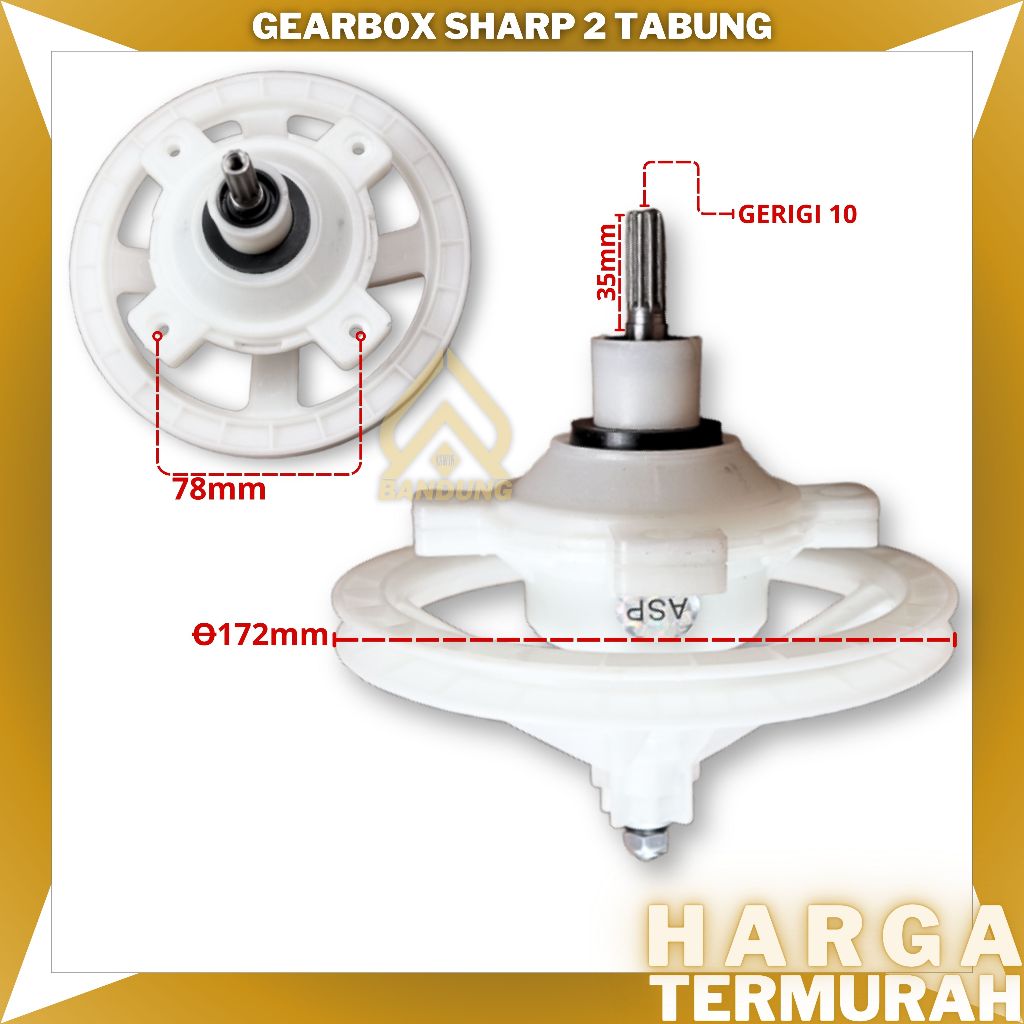 Jual GEARBOX MESIN CUCI SHARP 2 TABUNG ES-T1490 / GERBOX / GEAR BOX ...