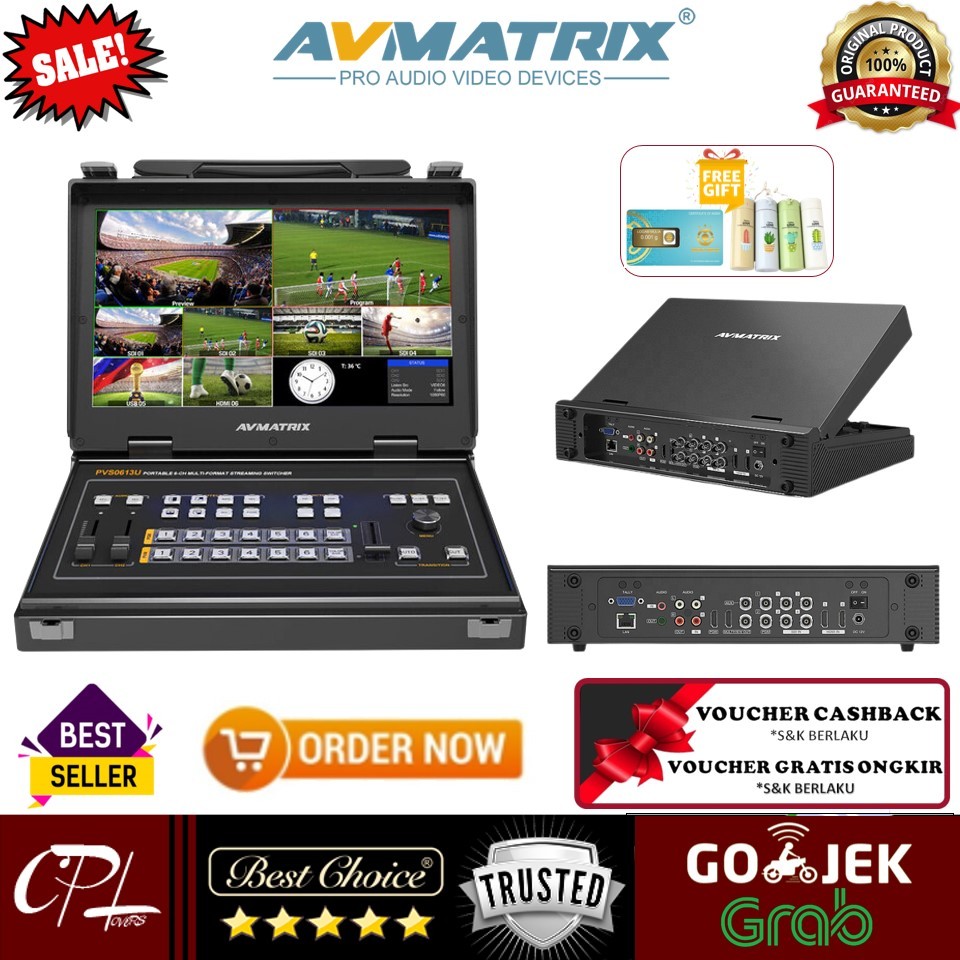 Jual AVMATRIX PVS0613U Portable 6-Ch SDI/HDMI Multi-Format Streaming Switcher with 13.3" Display ...