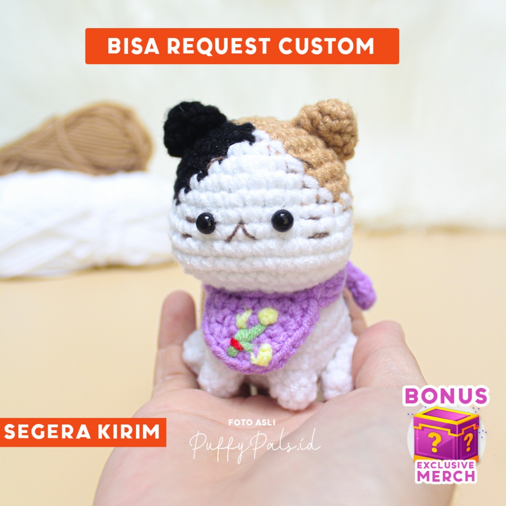 Jual Boneka Rajut Amigurumi Crochet Gantungan Kunci Little Kitten Anak ...