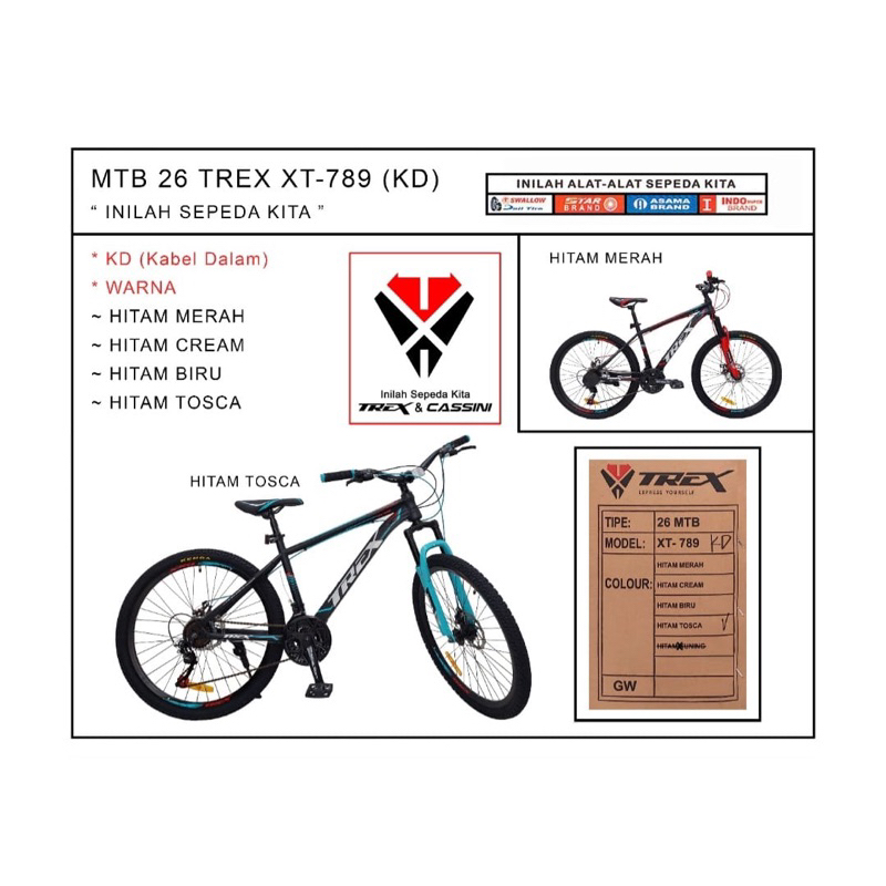 Jual Sepeda MTB 26” TREX XT-789 KD terbaru | Shopee Indonesia