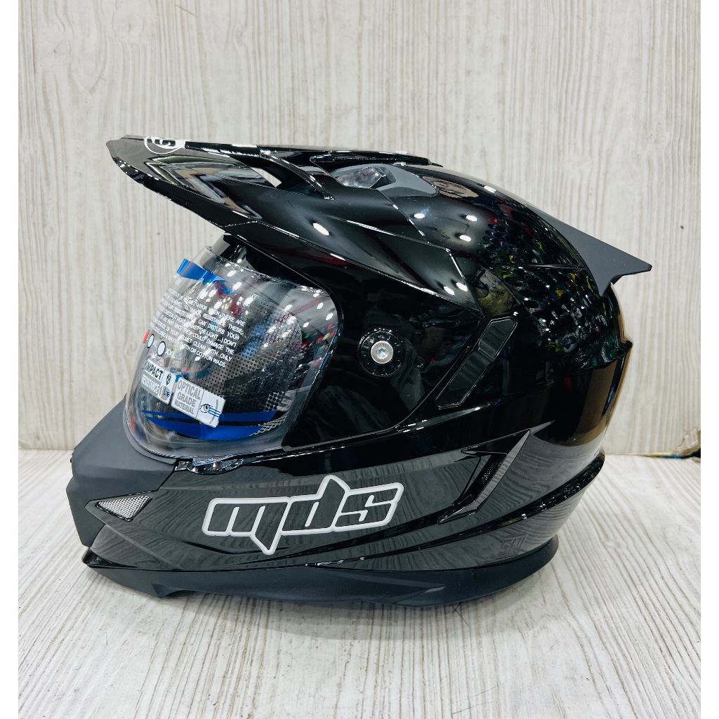 Jual HELM MDS SUPERMOTO SOLID BLACK DOFF/BLACK GLOSSY DOUBLE VISOR|MDS ...