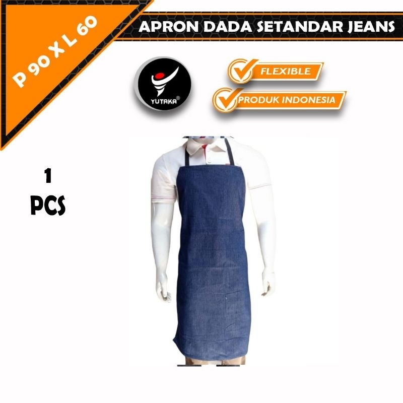 Jual Apron Dada Jeans /Apron Pelindung Dada Ukuran P 90 x L60 cm ...