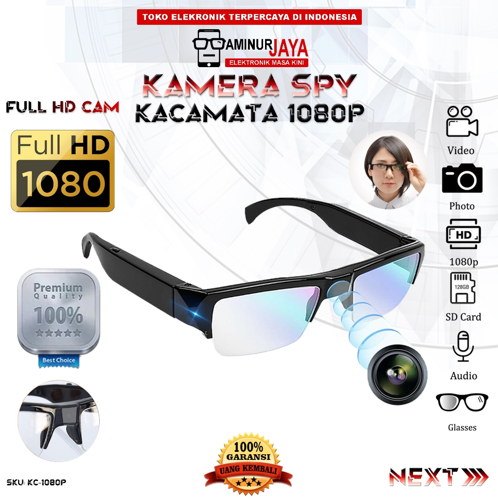 Jual Hidden Spy Camera Glasses Kamera Pengintai Mata mata Mini ...