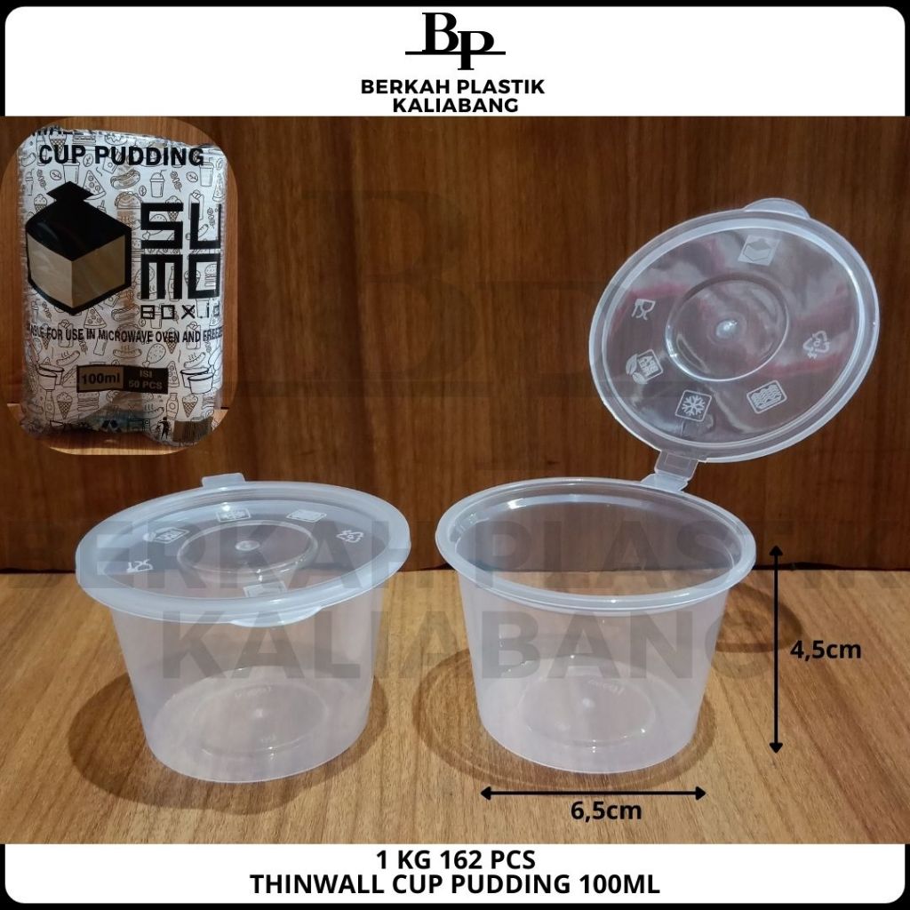 Jual Cup Pudding 100ml + Tutup / Thinwall Wadah Cup Saus Sambal 100 ML ...