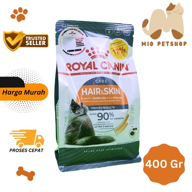 Jual Royal Canin Hair and Skin 400gr Makanan Kering Kucing RC 400 gr ...