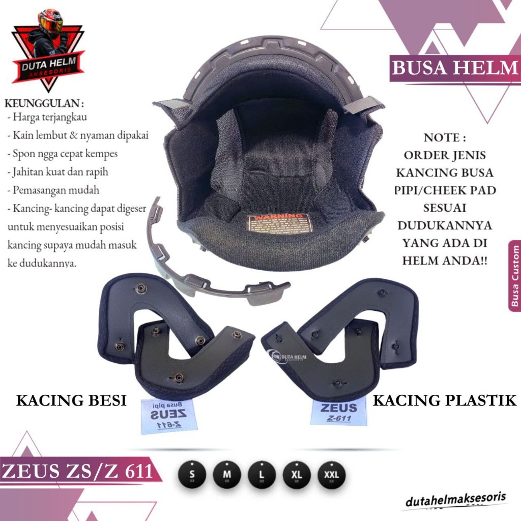 Jual Busa Helm Zeus Zs 611 Z 611c Modular Pipi S M L XL XXL Set Custom ...
