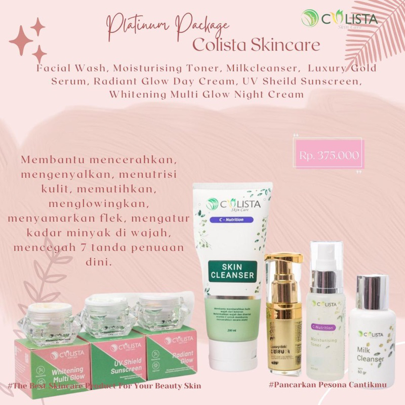 Jual Paket Platinum Colista Skin Care BPOM (untuk menghilangkan flek ...