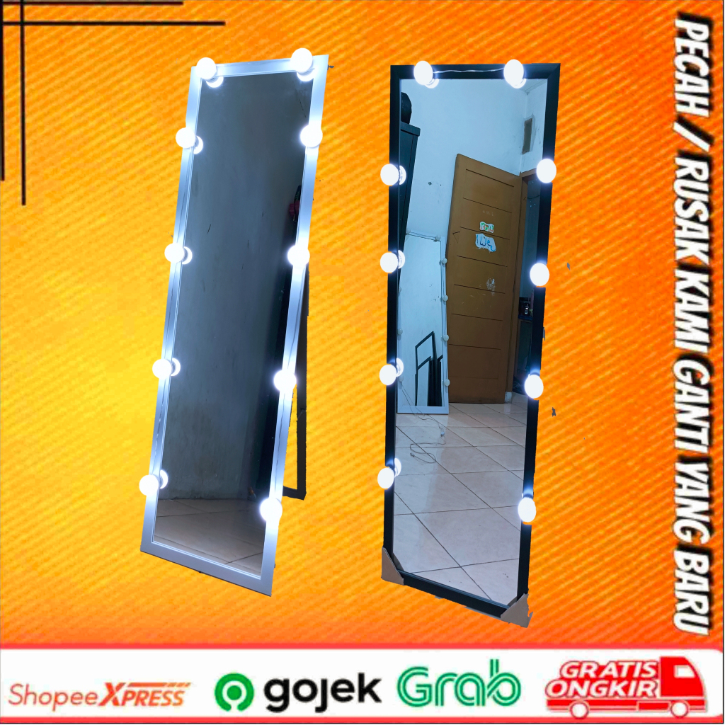 Jual Standing Mirror Cermin Berdiri + Lampu Led 12v Ukuran 35 x 127 Cm ...