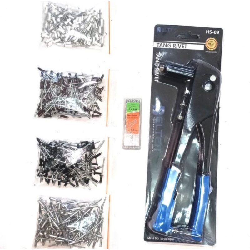Jual Paket Komplit Tang Rivet+Mata Bor Besi HSS 3.5mm+Paku Rivet ELLPRO ...