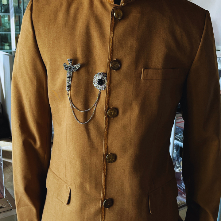 Jual bros beskap pria keris bulat premium silver bakar | Shopee Indonesia