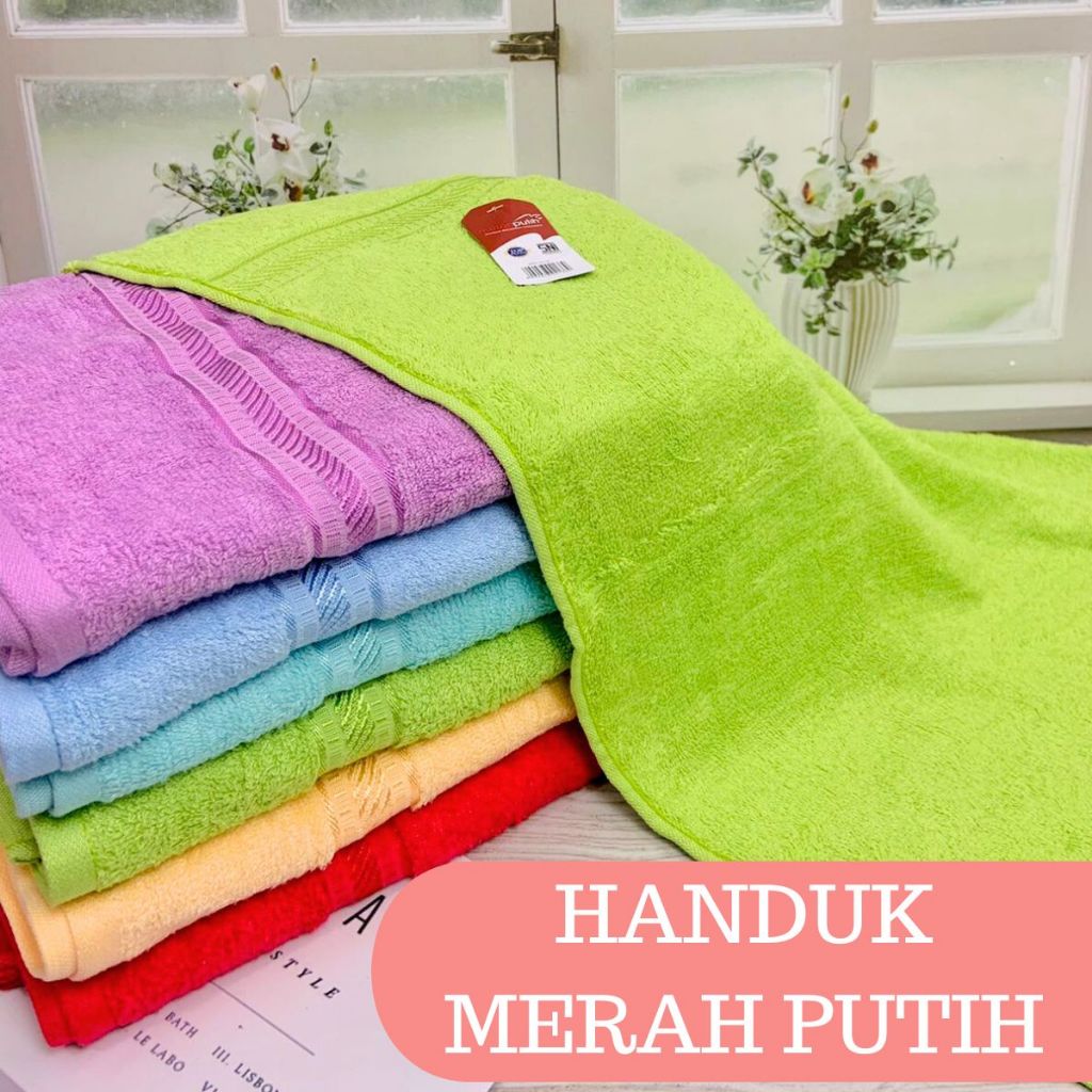 Jual Suryamart Handuk Mandi Merah Putih Ukuran 60x120 Cm Jumbo Tanggung Handuk Badan By Terry