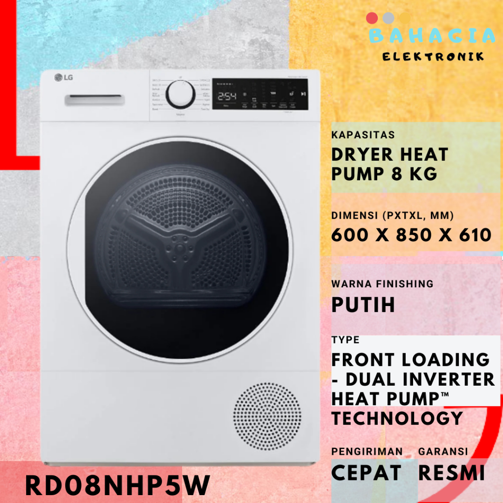 Jual LG RD08NHP5W Dryer Heat-Pump 8kg, Pengering Pakaian | Shopee Indonesia